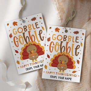 Gobble Gobble Happy Thanksgiving Gift Tags Printable, Fall Thank You ...