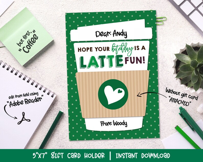Hope Your Birthday is A Latte Fun Coffee Gift Card Holder - Etsy