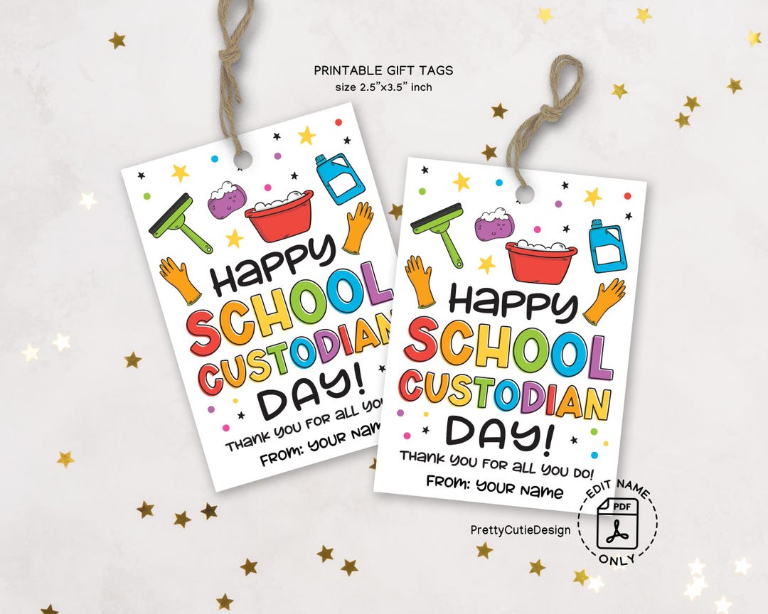 School Custodian Appreciation Gift Tag, Printable Thank You School ...