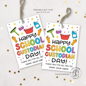 School Custodian Appreciation Gift Tag, Printable Thank You School ...