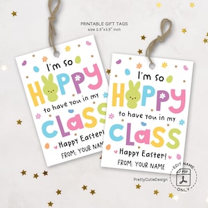 Easter Bunny Favor Tags Printable, Happy Easter Gift Tags, School ...