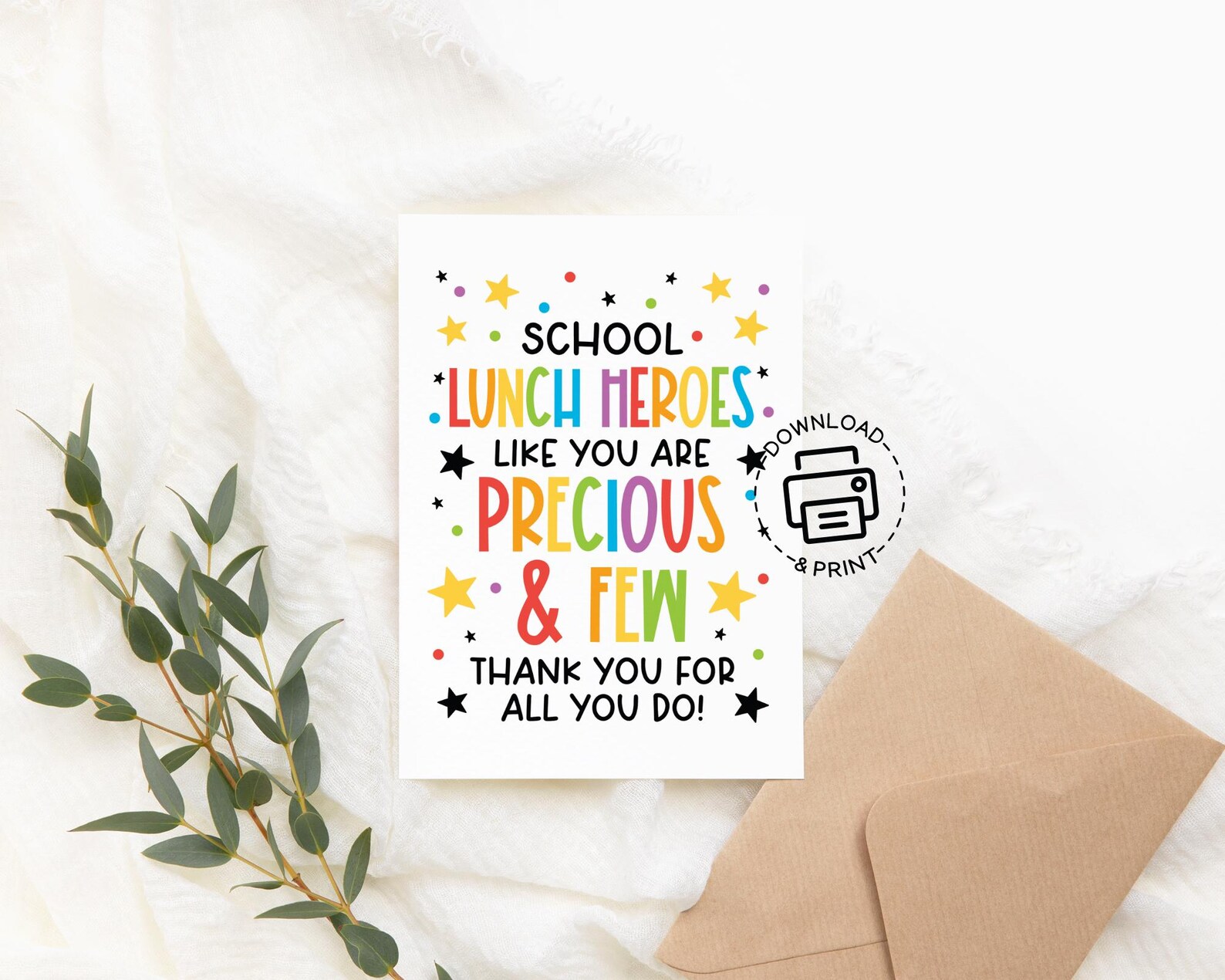 School Lunch Hero Day Printable Card, Thank You Note for Lunch Staff ...