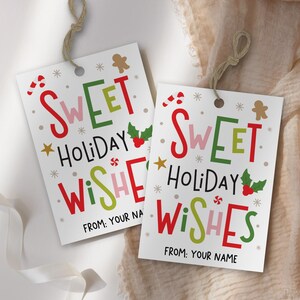 Sweet Holiday Wishes Tags, Printable Christmas Label, Candy Cookie ...