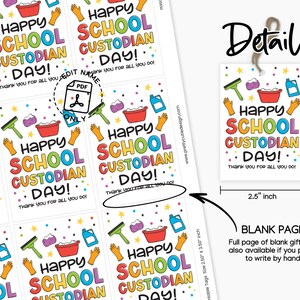 School Custodian Appreciation Gift Tags (printable) - Etsy