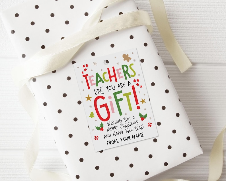 Teacher Christmas Gift Tags, Holiday Treat Bag Printable, Staff ...