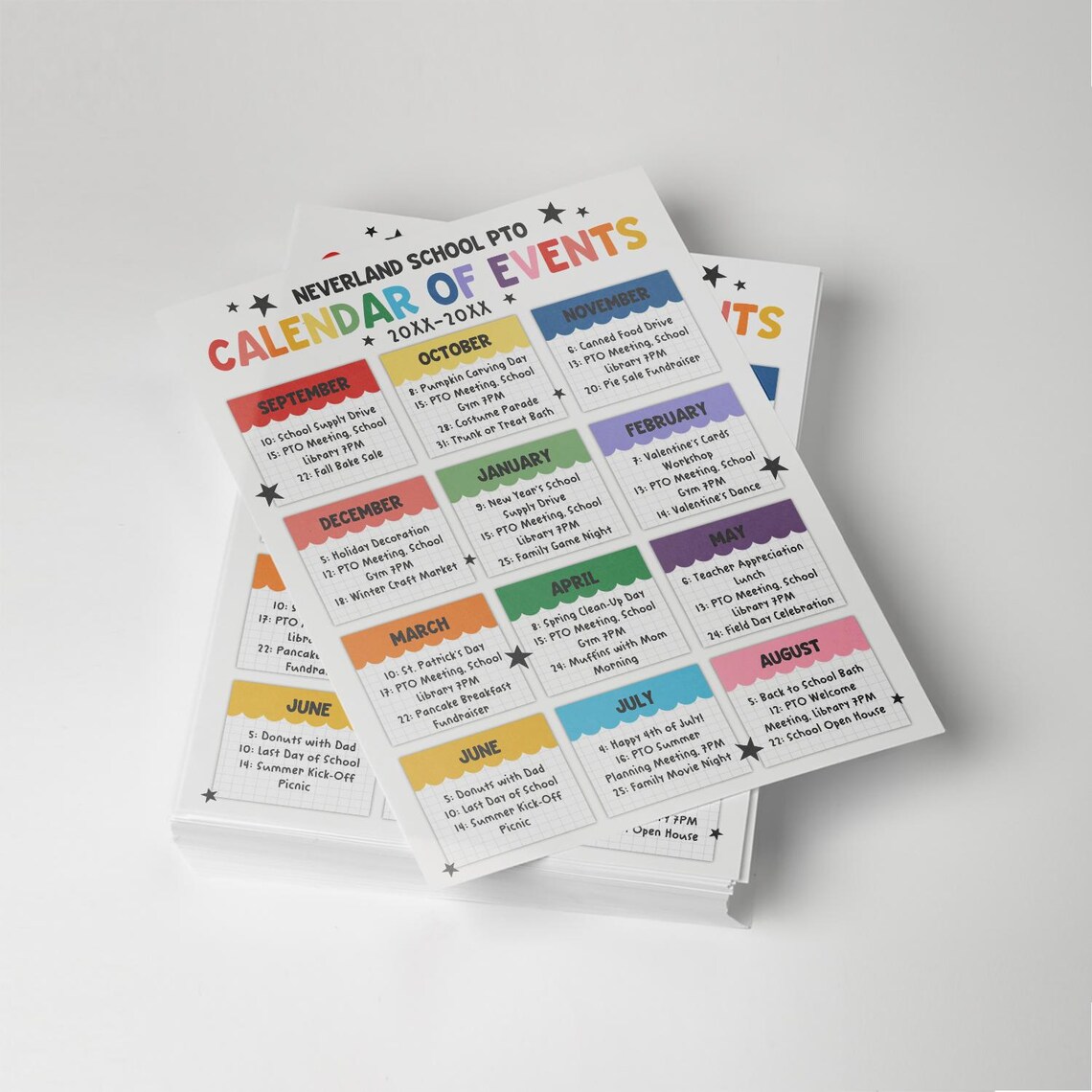 Editable School Calendar Template: PTO PTA Events Planner (canva ...