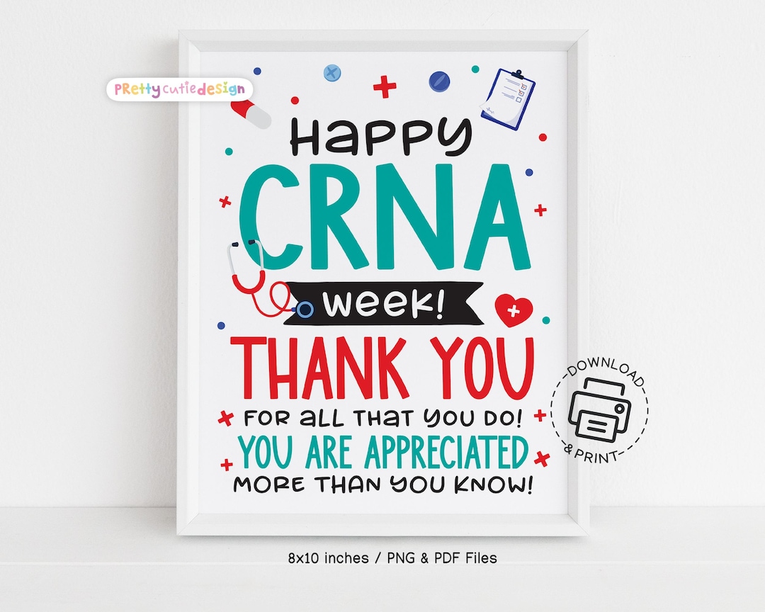 CRNA Week Sign Printable, Thank You Certified Registered Nurse ...