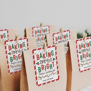 Baking Spirits Bright Christmas Gift Tags, Cookie Exchange Treat Bag ...