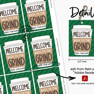 Back to School Coffee Gift Tags, Welcome Back to the Grind, First Day ...
