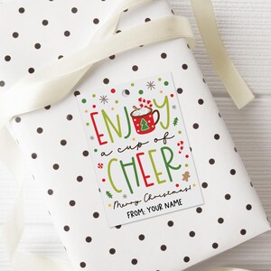 Printable Enjoy a Cup of Cheer Tag, Hot Cocoa Holiday Gift Tag ...