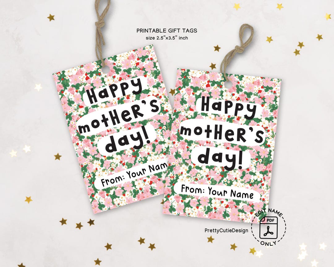 Happy Mother's Day Gift Tag Printable, Floral Gift Tag for Mom, Spring ...