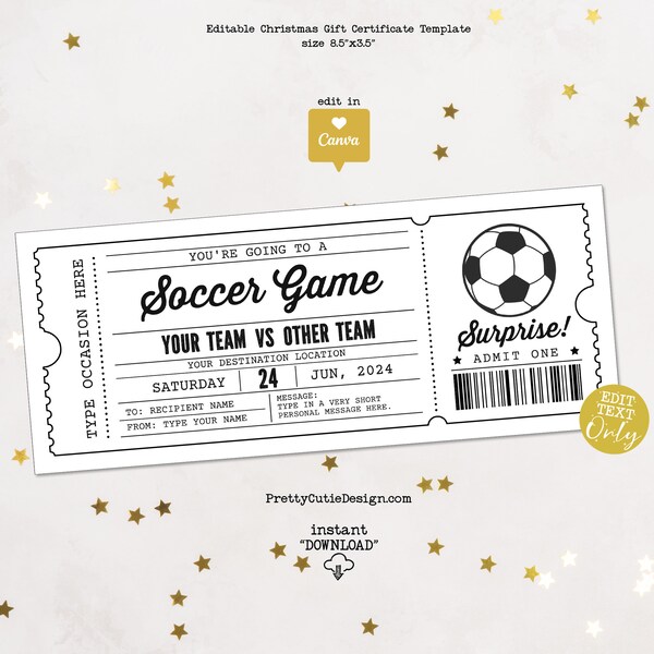 Printable Ticket Template Soccer - Etsy