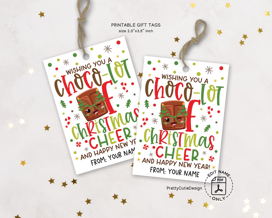 Printable Chocolate Christmas Gift Tags, Wishing You a Choco-lot of ...
