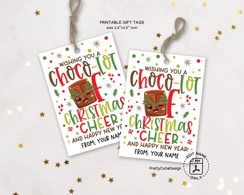 Printable Christmas Gift Tags, Chocolate Pun, Kids Holiday Favor ...