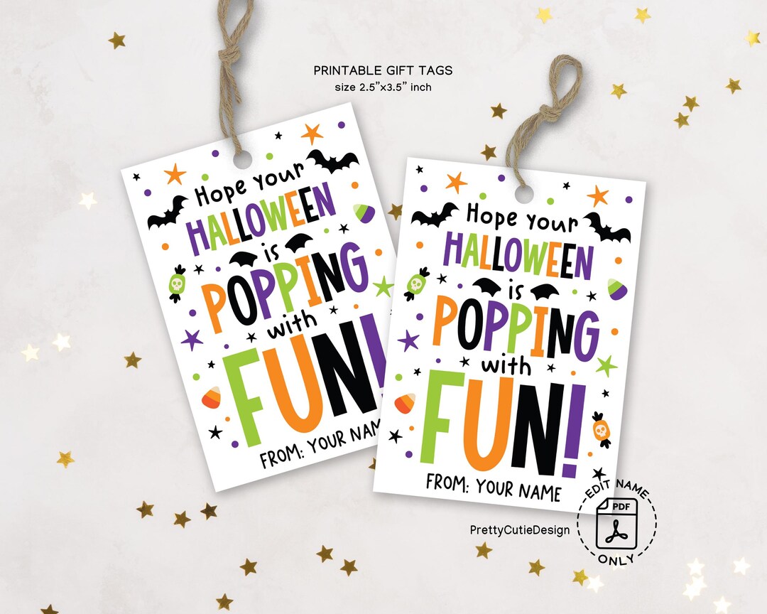Halloween Popcorn Gift Tags: "popping With Fun" Printable (digital ...