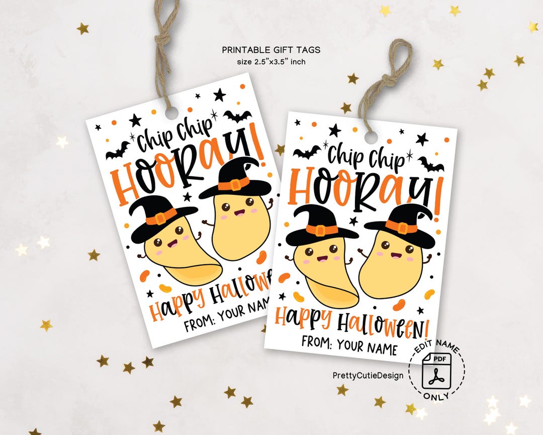 Halloween Gift Tags Printable, Chip Chip Hooray Halloween Tags, Cute ...