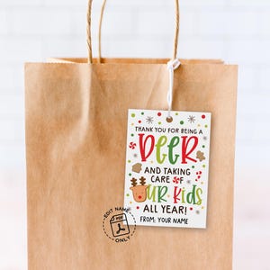 Christmas Gift Tag, Holiday Thank You Favor Tags, Daycare Teacher ...