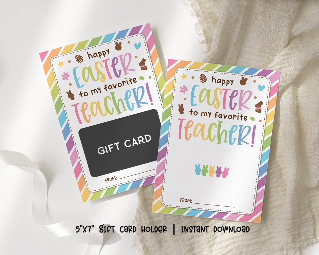 Easter Gift Card Holder, Teacher Easter Gift Card Printable, Easter ...