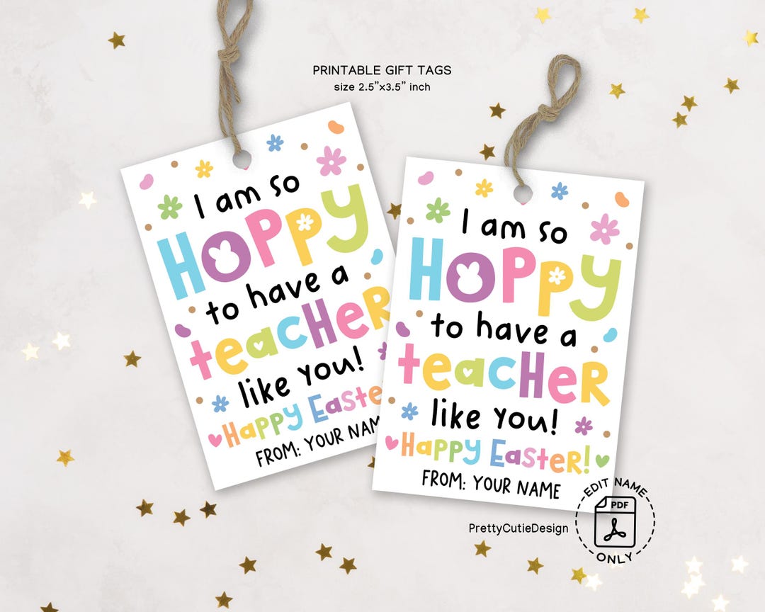 Easter Teacher Gift Tags, Printable Bunny Favor Tags (digital Download ...