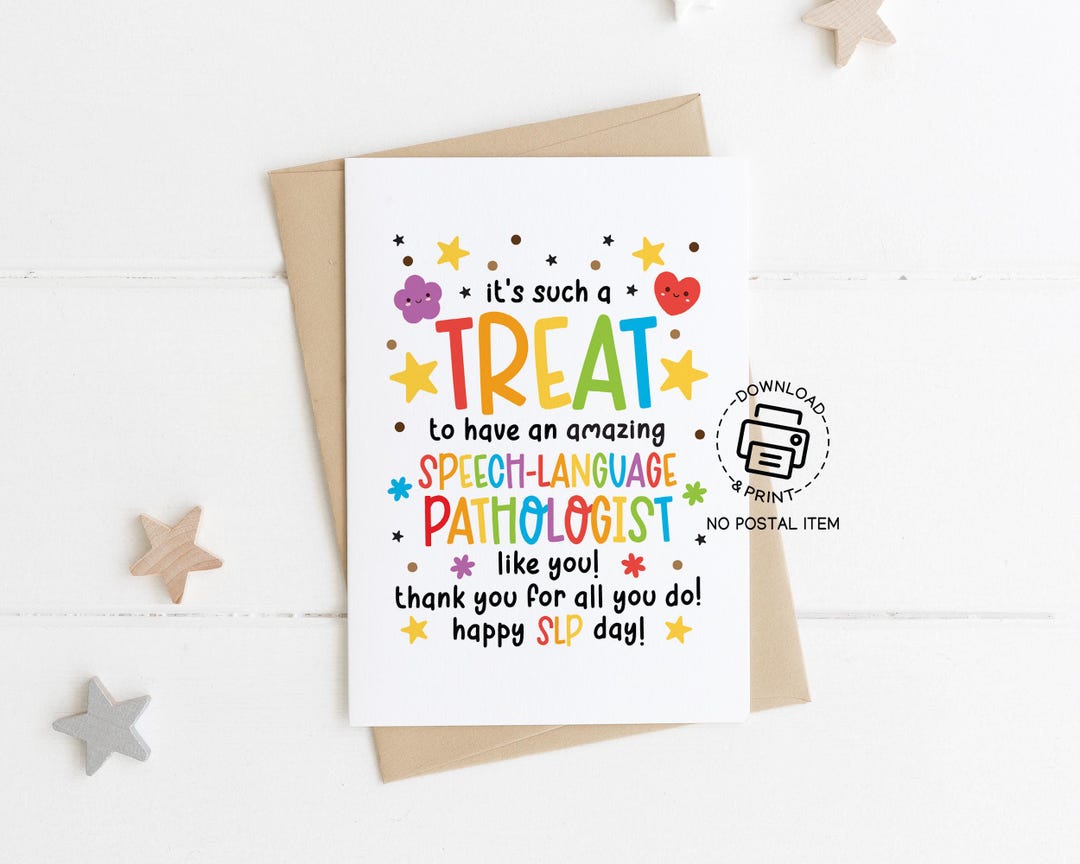 Speech Language Pathologist Greeting Card Printable, SLP Appreciation ...