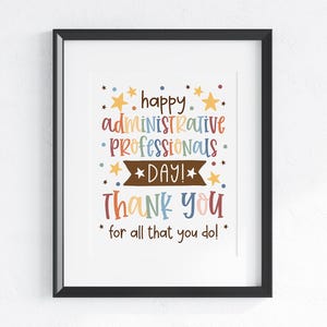 Administrative Professionals Day Sign Printable, Office Thank You Wall ...