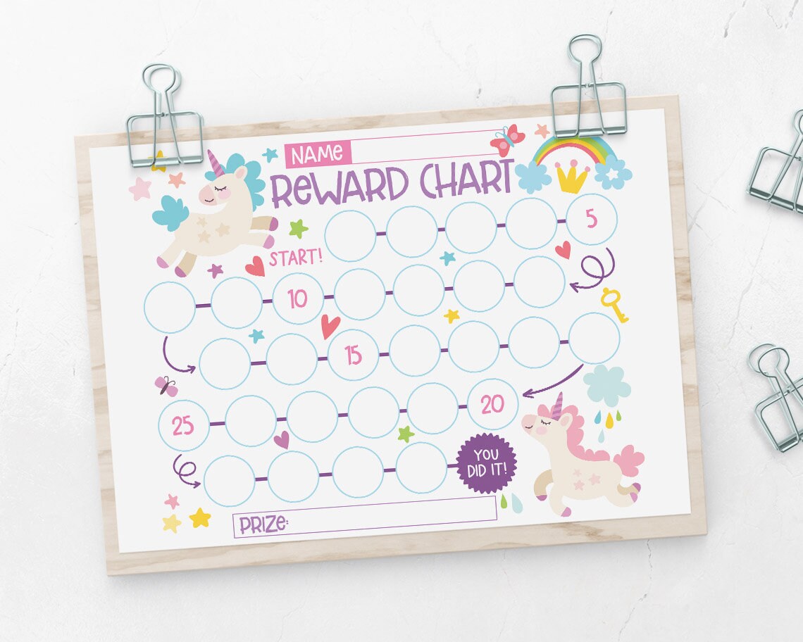 Unicorn Rainbow Reward Chart for Kids Simple Kids Reward | Etsy