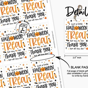 A Little Treat Halloween Gift Tags for Classroom, Spooky Pumpkin Candy ...