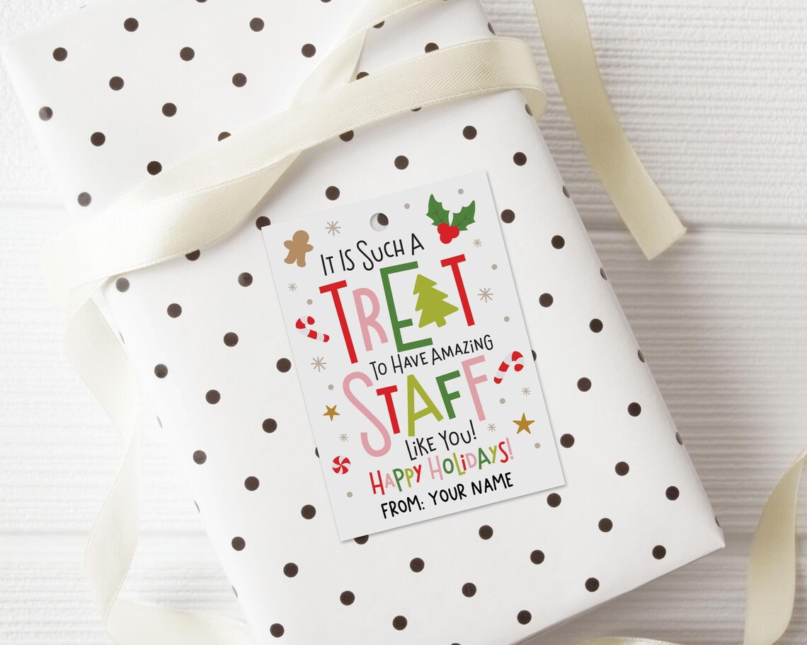 Staff Holiday Gift Tags Printable, Employee Treat Favors (digital ...