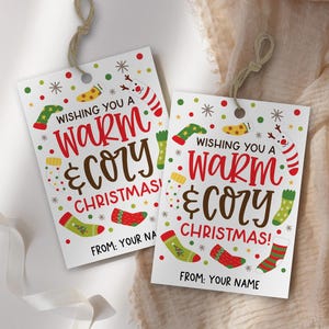 Fuzzy Socks Christmas Gift Tags, Wishing You a Warm and Cozy Christmas ...