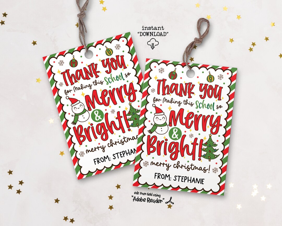 Techer Christmas Gifts Tag Printable, Thanks for Making This School ...
