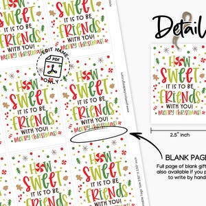Friend Christmas Gift Tags Printable, How Sweet It is to Be Friends ...