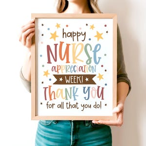 Happy Nurse Appreciation Week Printable Sign, Thank You Wall Art for ...