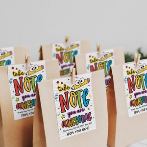 Teacher Appreciation Gift Tags, Printable Sticky Note Design (PDF) - Etsy