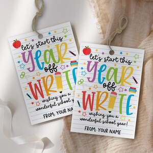 First Day of School Gift Tags: Printable Notepad Pencil Tag (PDF ...