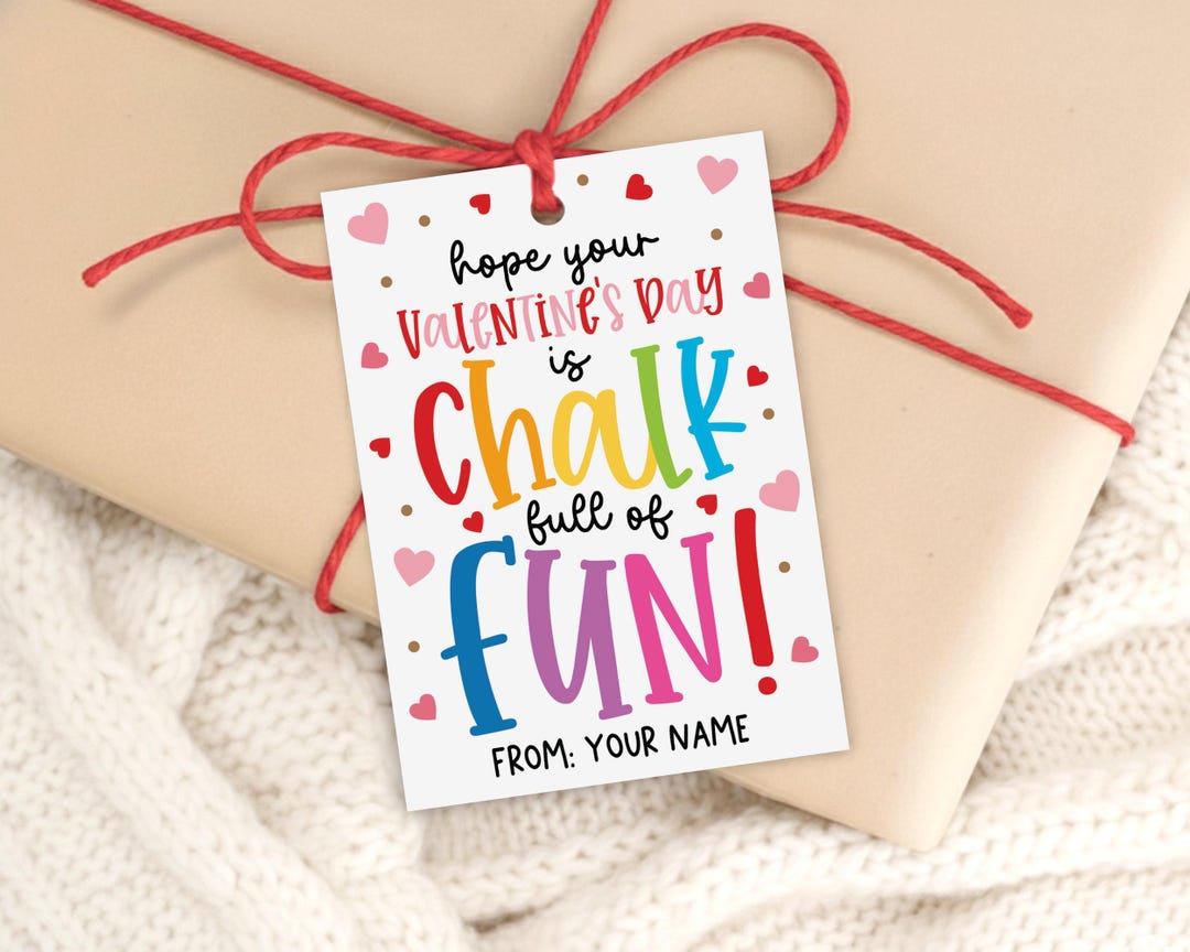 Chalk Valentine Gift Tag Printable, Classroom Treat Bag (digital ...