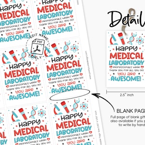 Medical Laboratory Professionals Week Tag, Lab Thank You Gift Tag ...
