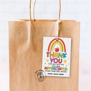 Teacher Appreciation Week Tag Printable, Thank You Teacher Tag, Rainbow ...