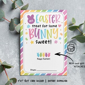 Easter Gift Card Holder, Printable Easter Treat Holder Card, Some Bunny ...