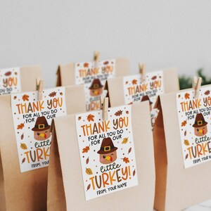Little Turkey Thanksgiving Gift Tags Printable, Thank You Teacher ...