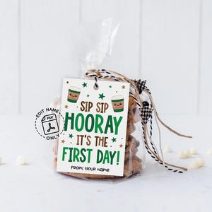 Sip Sip Hooray Teacher Gift Tag, First Day of School Gift Tags, Back to ...
