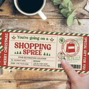 Shopping Spree Christmas Gift Certificate Template Printable, Editable ...