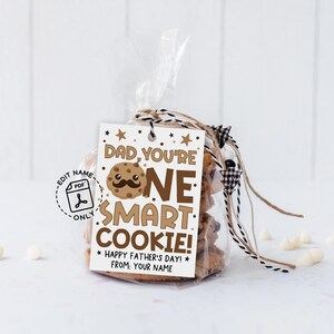 Father's Day Gift Tags Printable, Dad You’re One Smart Cookie Tag ...