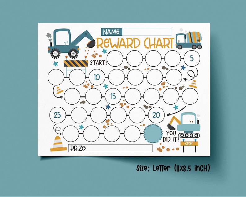 Construction Truck Reward Chart for Kids (instant Download) - Etsy