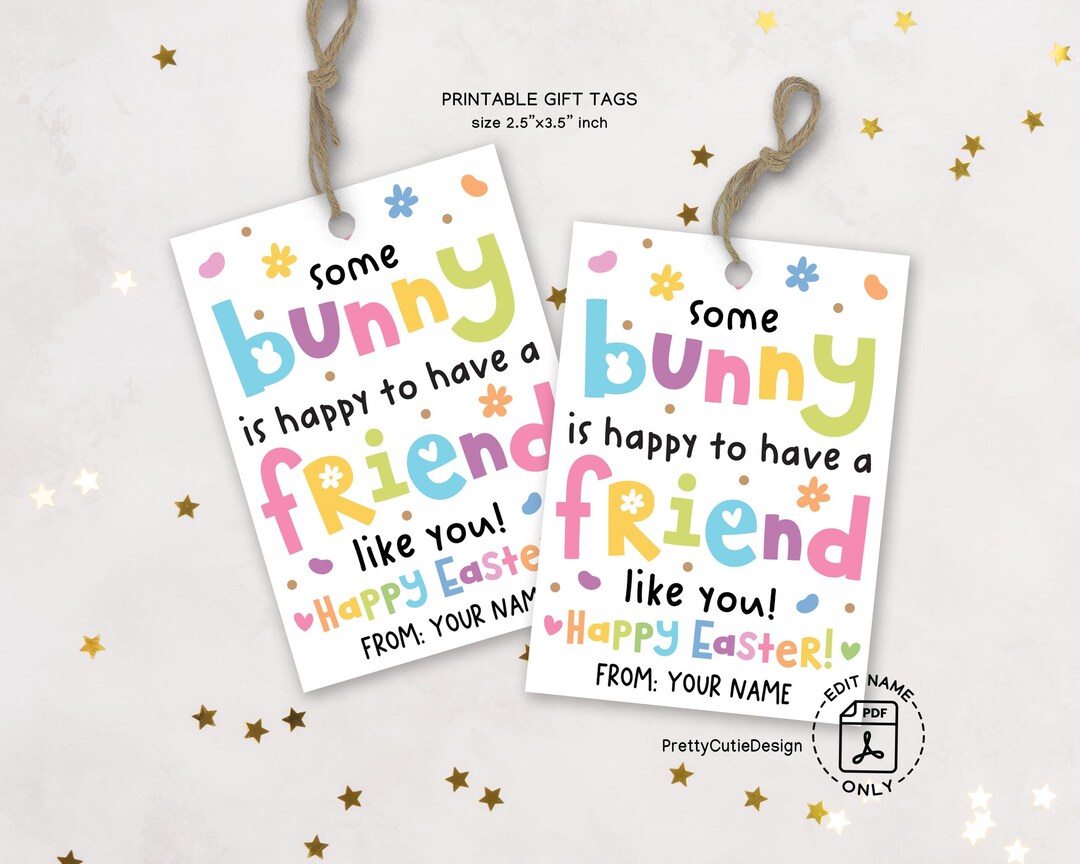 Happy Easter Bunny Tags, Printable Easter Gift Tags, School Classroom ...