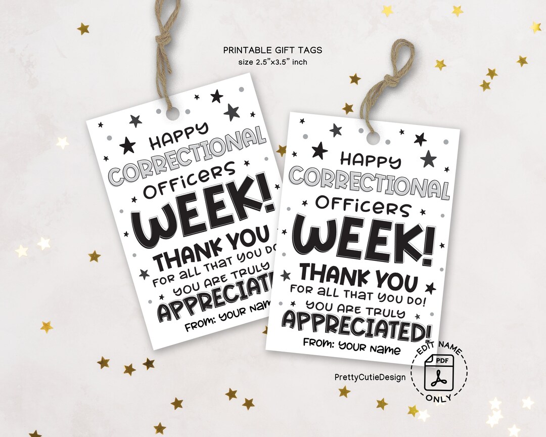 Correctional Officer Appreciation Gift Tags (printable) - Etsy