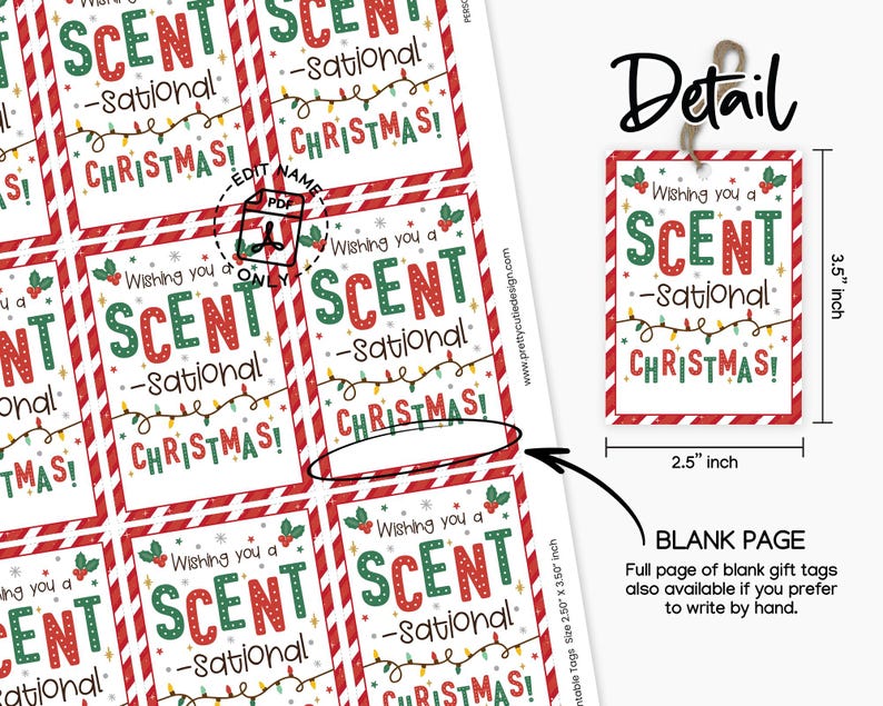 Christmas Gift Tags, Scent-sational Printable, Candle Wax Melt, Air ...