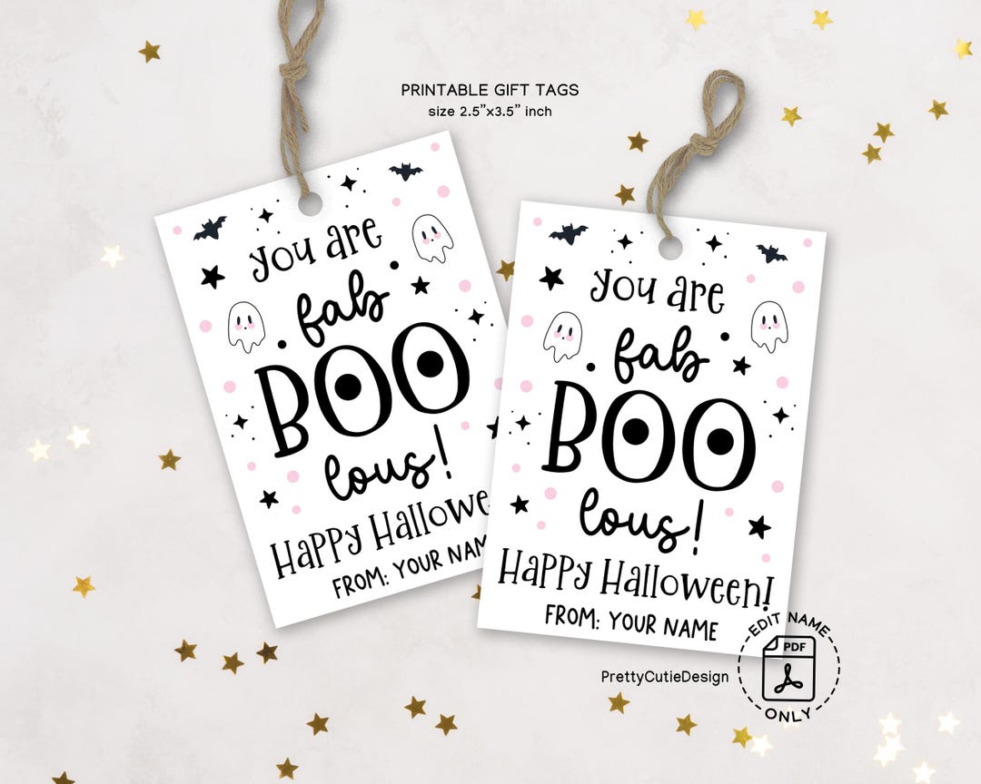 You Are Fab-boo-lous Halloween Gift Tags, Happy Halloween Party Trick ...