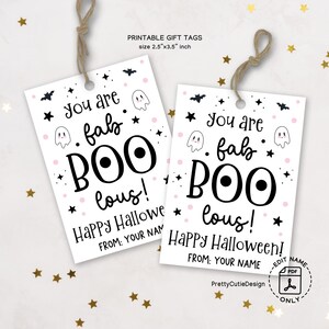 You Are Fab-boo-lous Halloween Gift Tags, Happy Halloween Party Trick ...