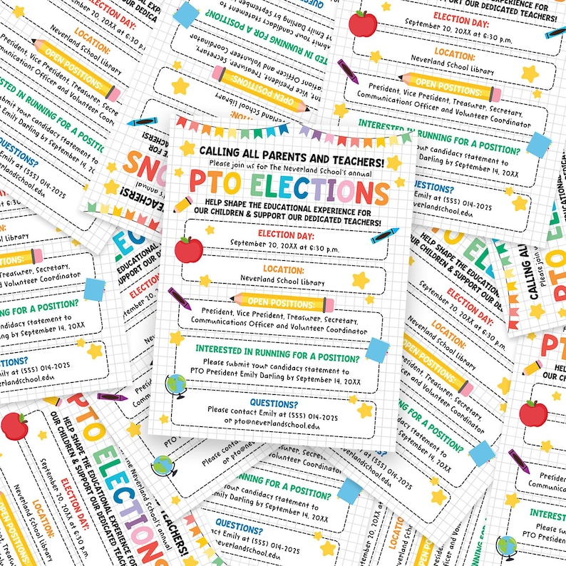 PTA PTO Elections Flyer Template, Editable Canva School Event ...