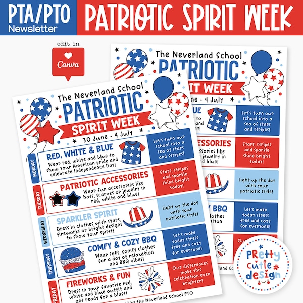 4th of July Spirit Weeks - Etsy